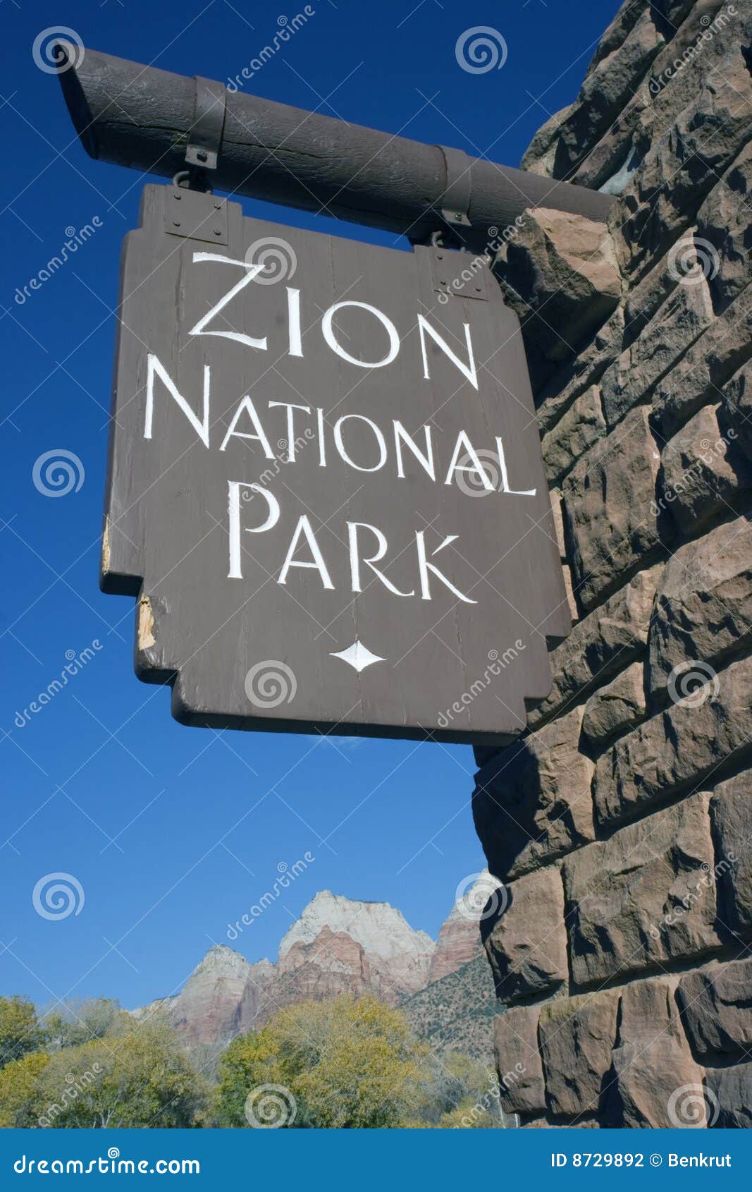 Zion National Park sign stock photo. Image of backpacker - 8729892