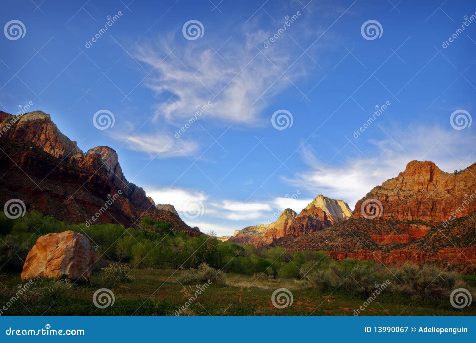 Zion National Park at Sunset, Utah Stock Image - Image of park, desert ...
