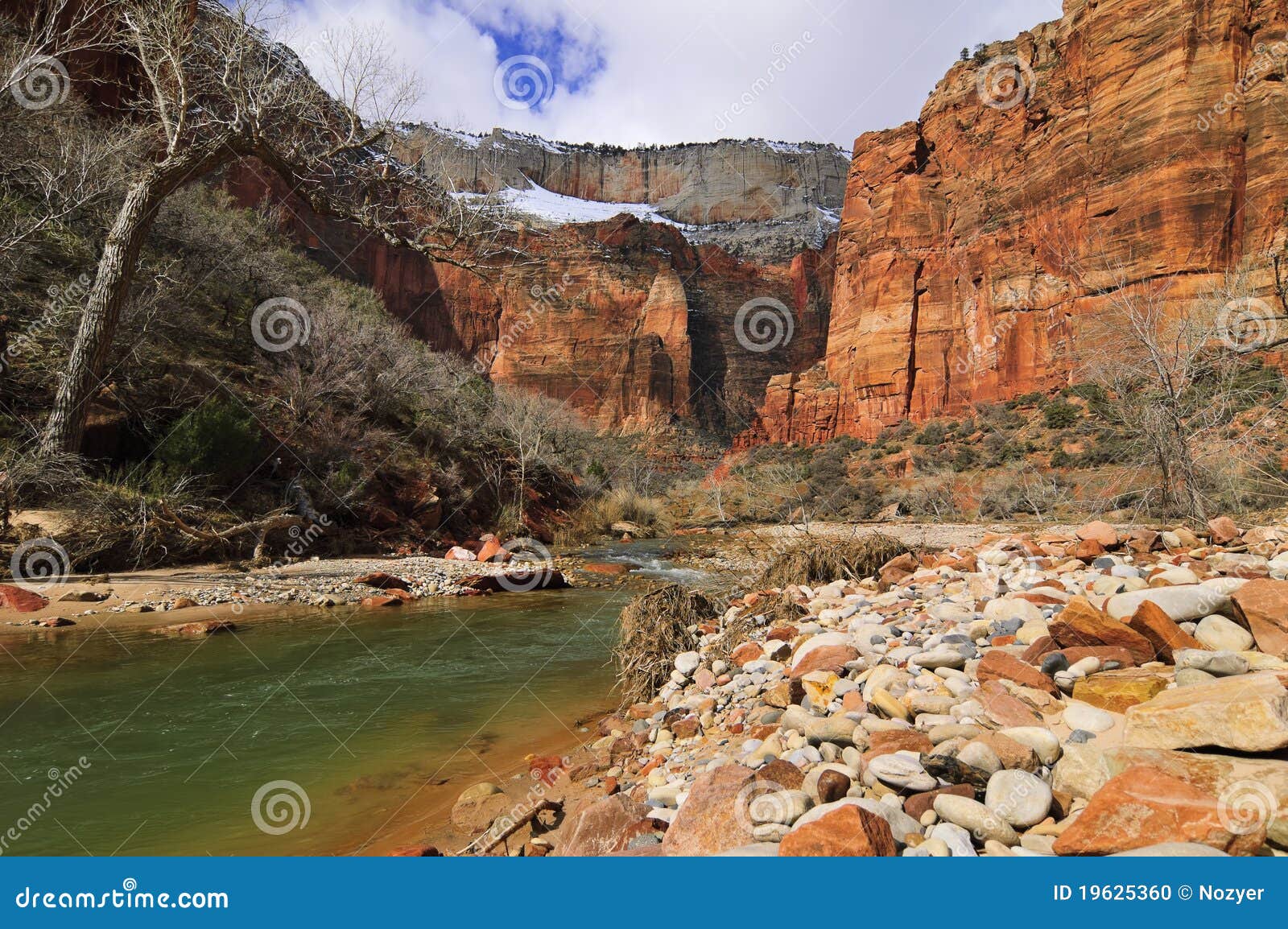 Zion National Park and the Virgin River in Spring Stock Photo - Image ...