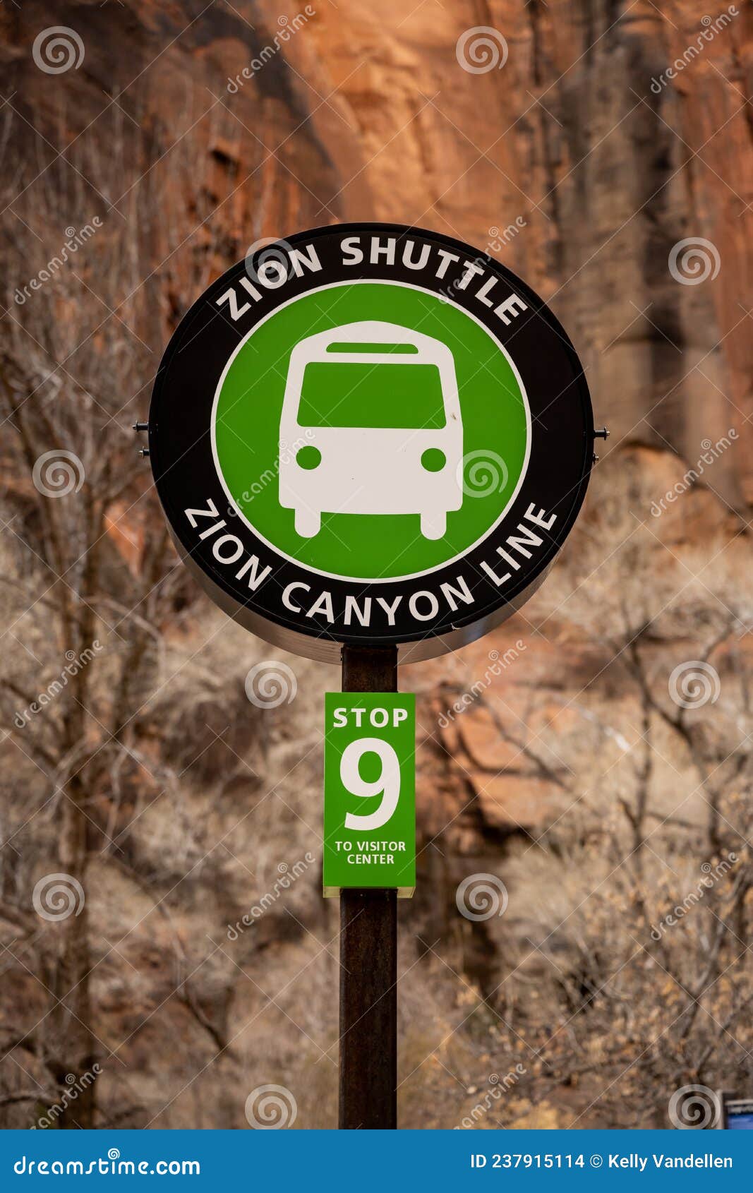 Zion Shuttle Sign at Stop Nine Stock Photo - Image of pass, line: 237915114