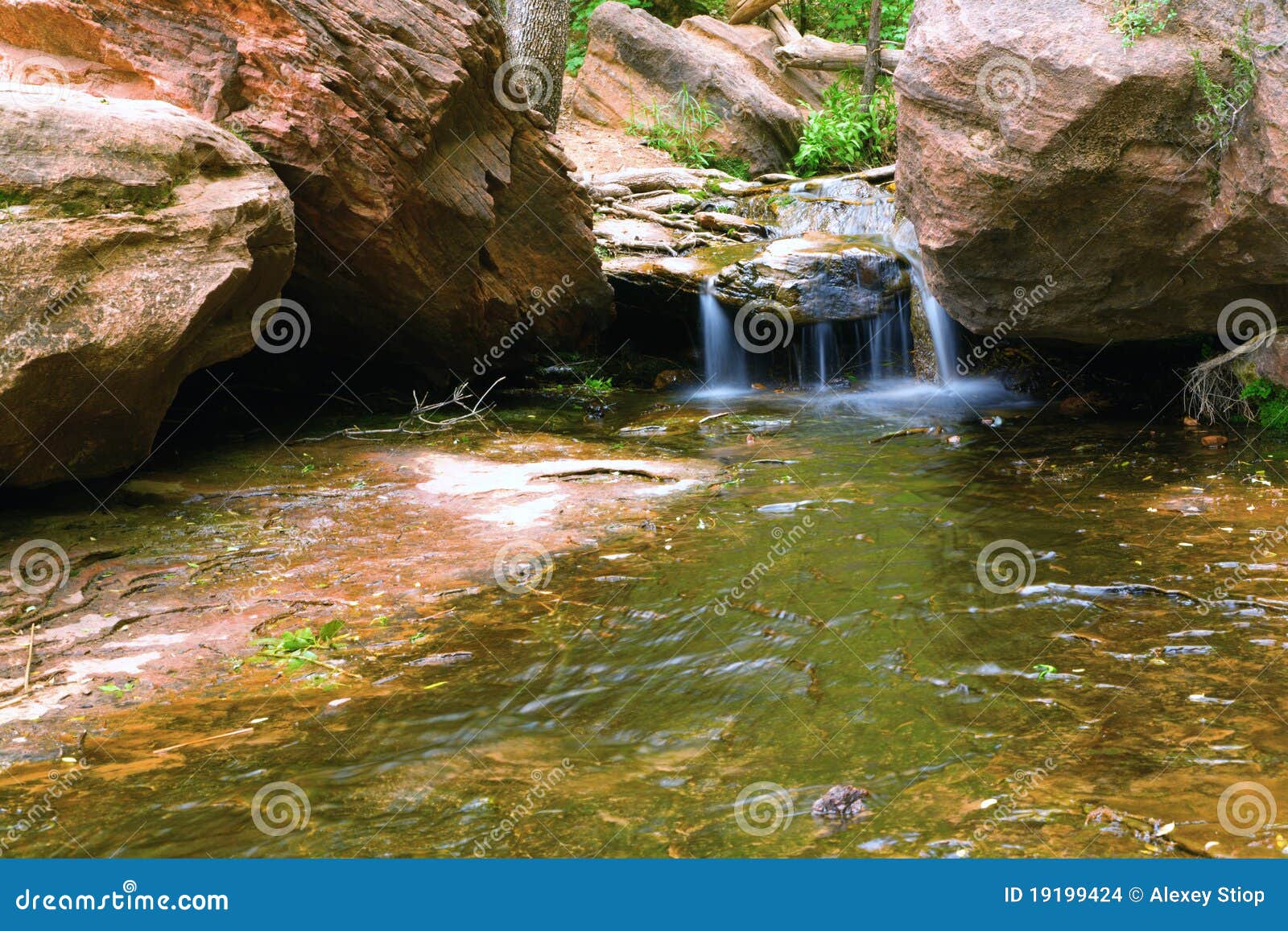 Zion Waterfall stock photo. Image of falls, landscape - 19199424