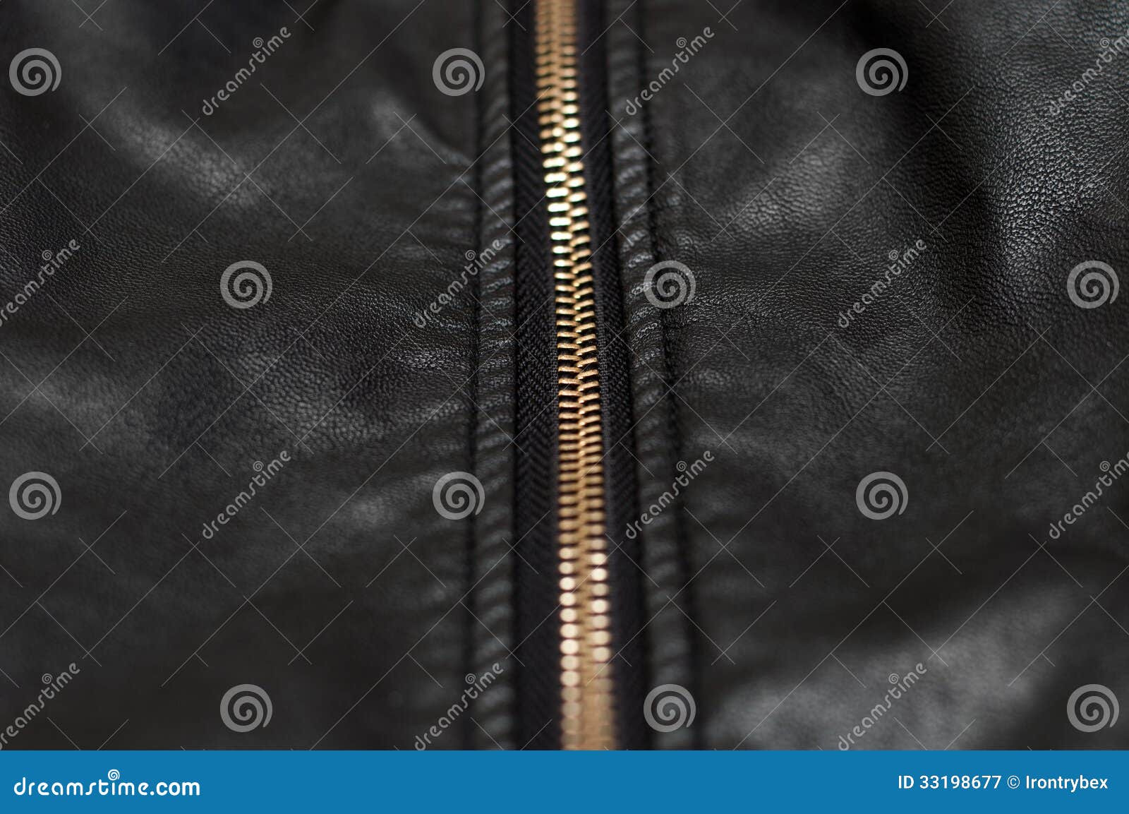 Zip on Black Leather Material Stock Image - Image of fashion, brown ...