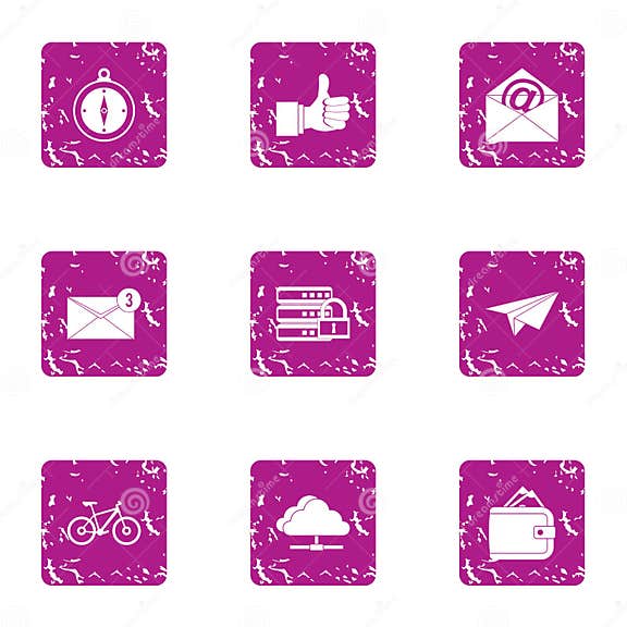 Zip Code Icons Set, Grunge Style Stock Vector - Illustration of code ...