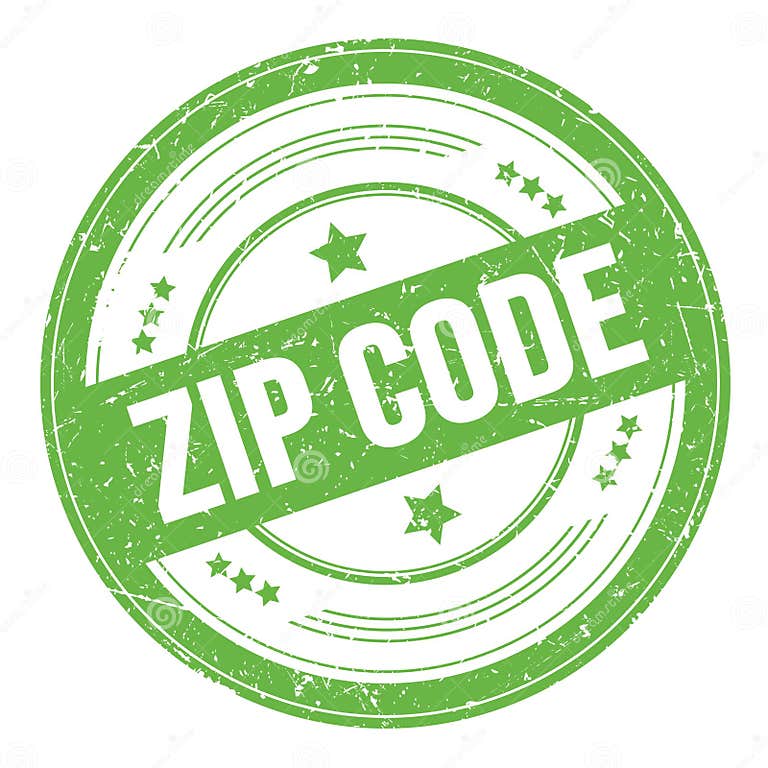 ZIP CODE Text on Green Round Grungy Stamp Stock Illustration ...