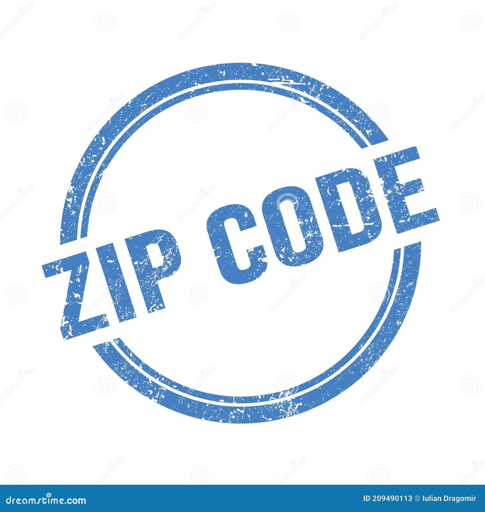 ZIP CODE Text Written on Blue Grungy Round Stamp Stock Illustration ...