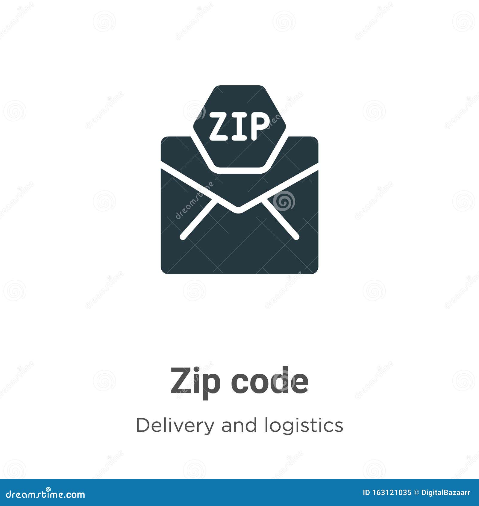 Zip Code Vector Icon on White Background. Flat Vector Zip Code Icon ...