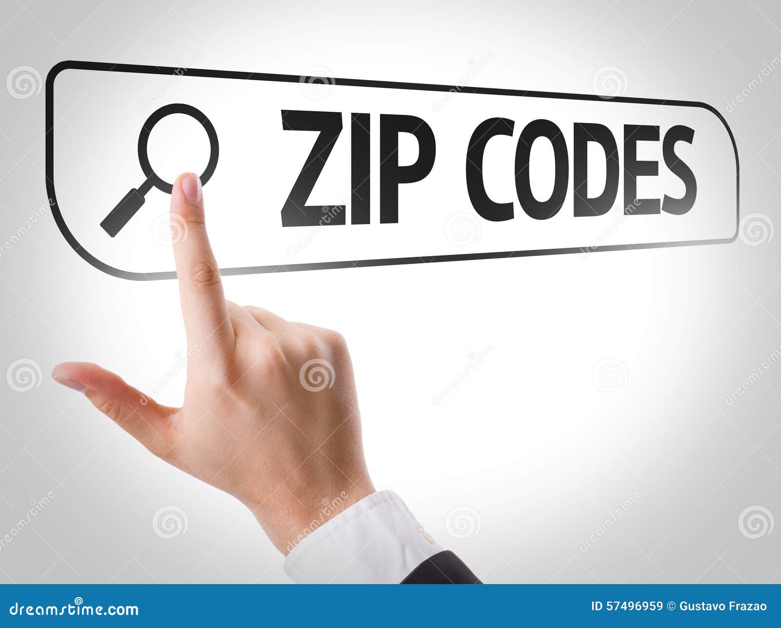 Zip Codes Written in Search Bar on Virtual Screen Stock Image - Image ...
