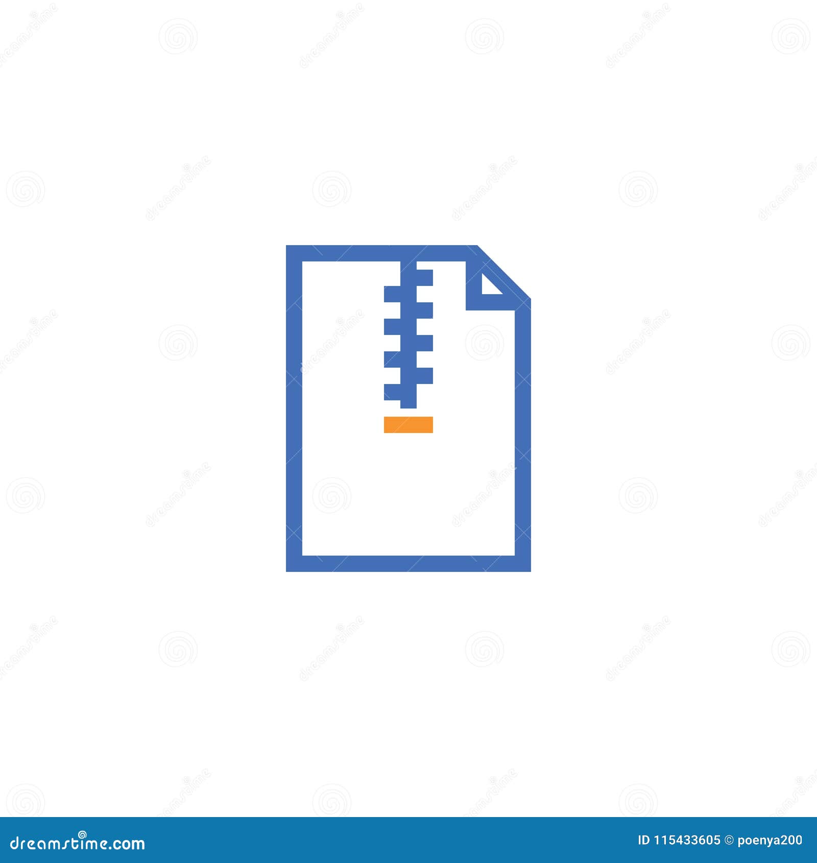 Zip Document Paper Outline Icon. Isolated Note Paper Icon in Thin Line ...