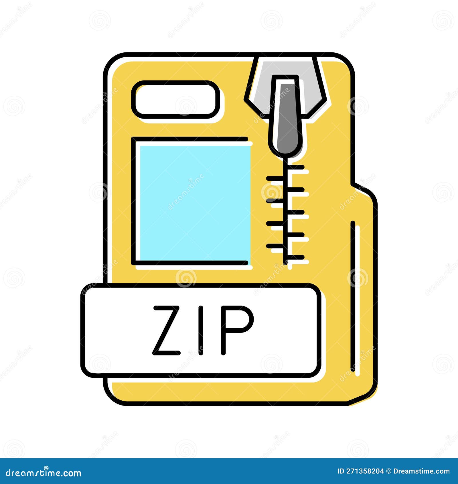 Zip File Format Document Color Icon Vector Illustration Stock Vector ...