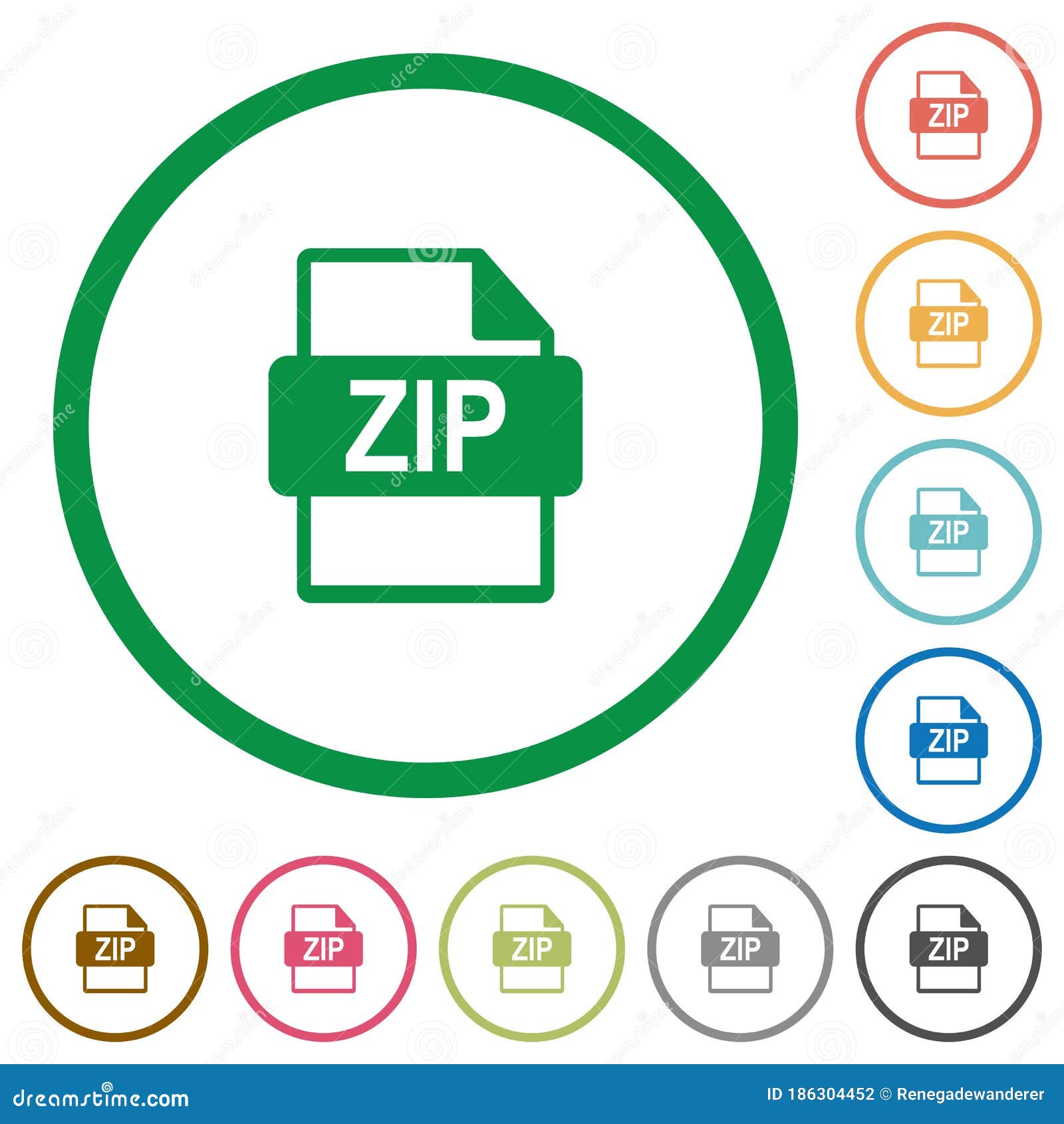 ZIP File Format Outlined Flat Icons Stock Illustration - Illustration ...