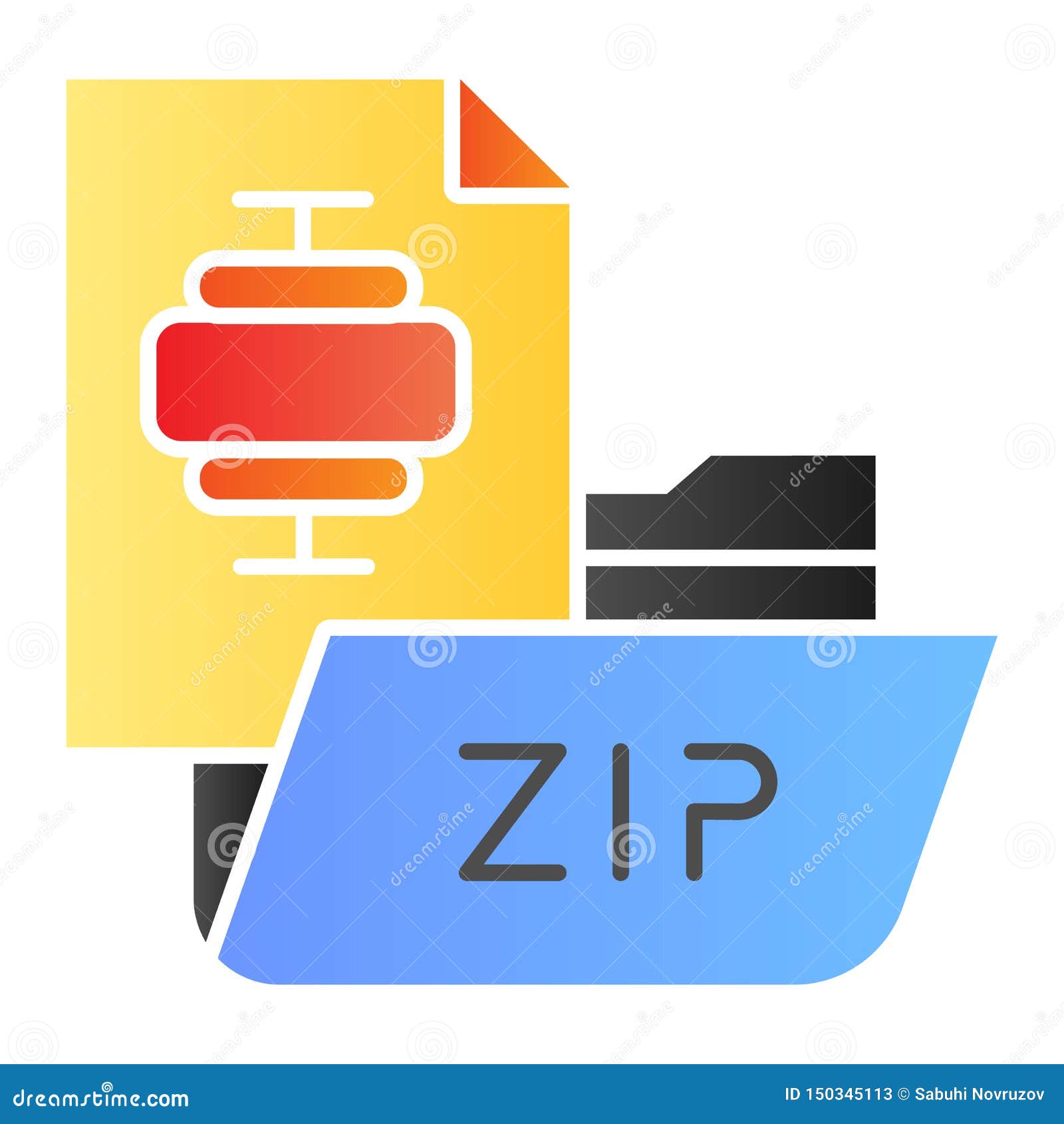 ZIP Folder Flat Icon. Archiving Folder Color Icons in Trendy Flat Style ...