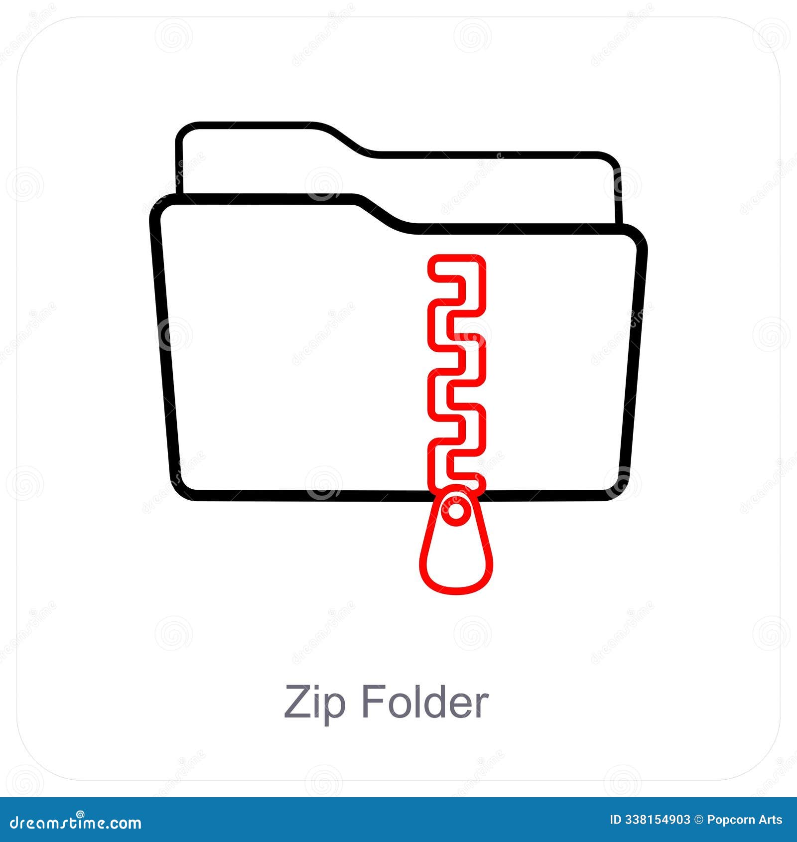 Zip Folder and Folder Icon Concept Stock Illustration - Illustration of ...