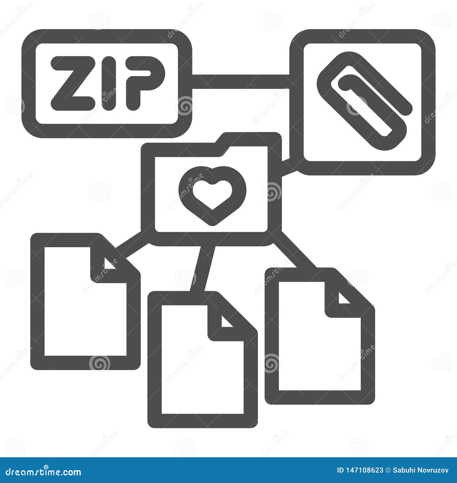 ZIP Folder Line Icon. Archive Folder Vector Illustration Isolated on ...