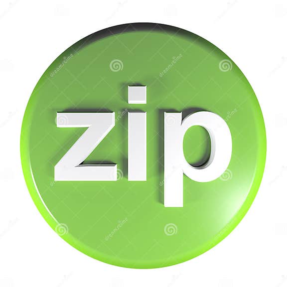 Zip Green Circle Push Button 3D Rendering Illustration Stock ...