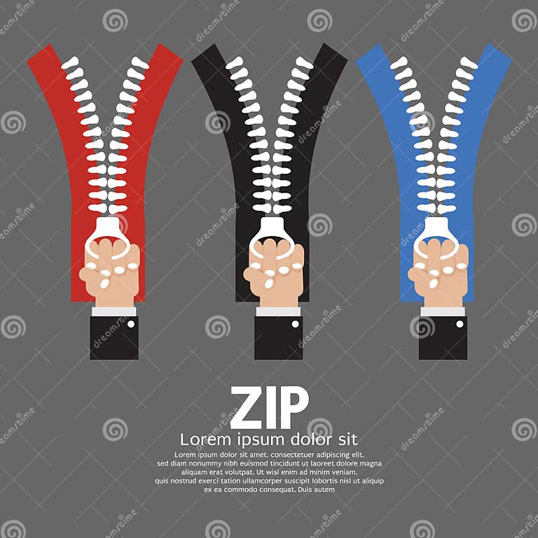 Zip with Hand Collection stock vector. Illustration of open - 45283390