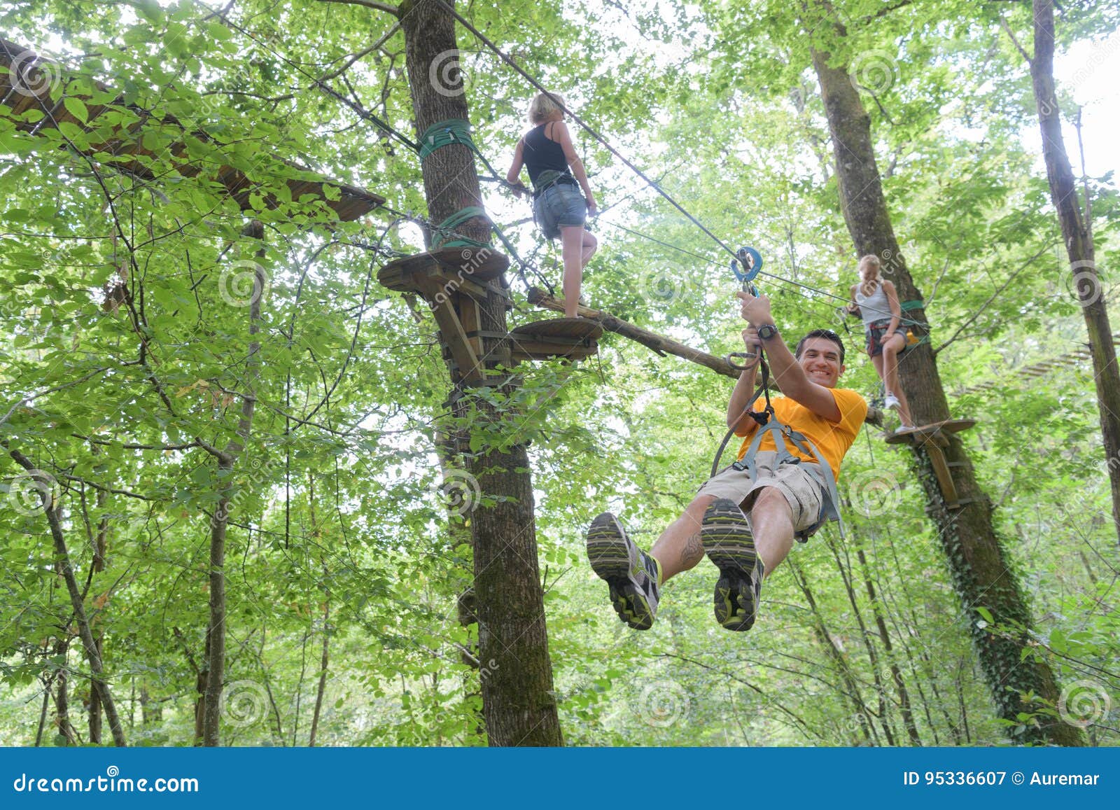 Zip Line Experience in Forest Stock Image - Image of outdoor, harness ...