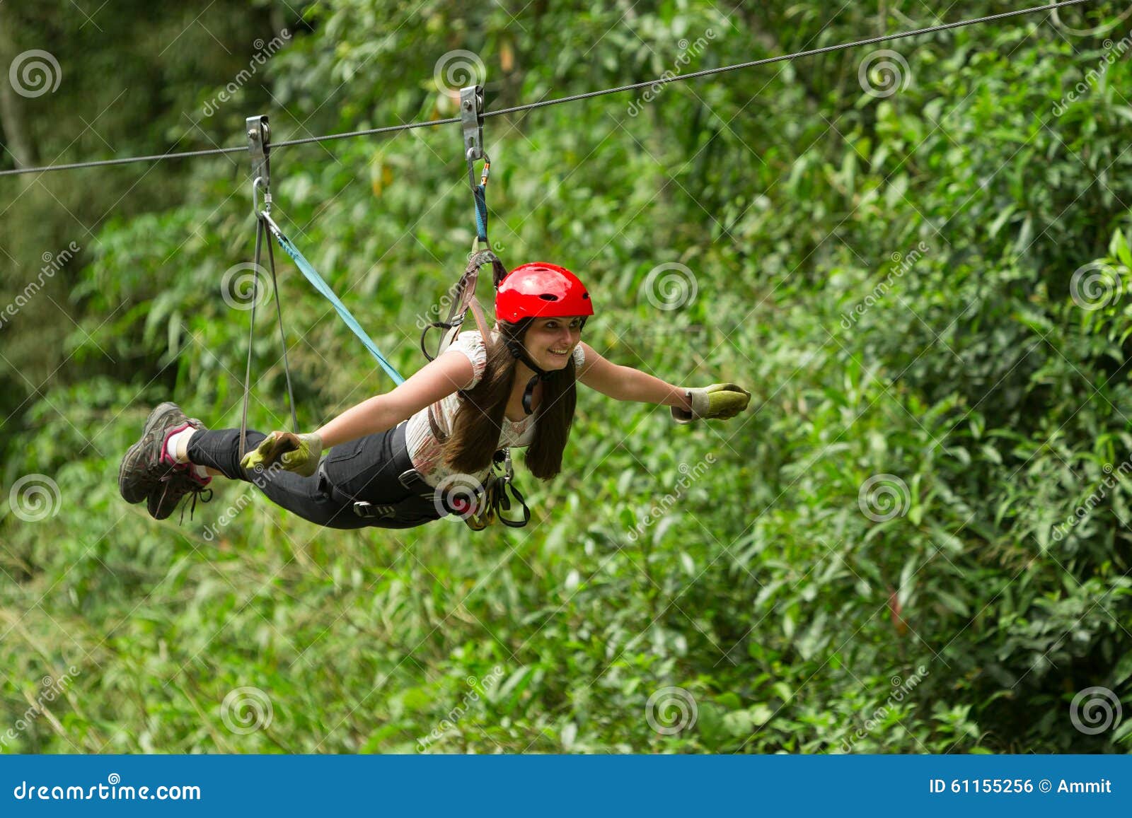 Zip Line Fun stock photo. Image of danger, horizontal - 61155256