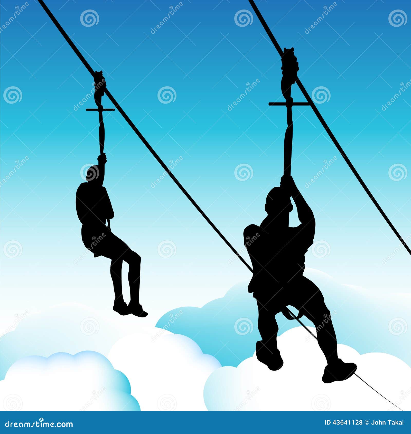 Zip Line Men Stock Vector - Image: 43641128