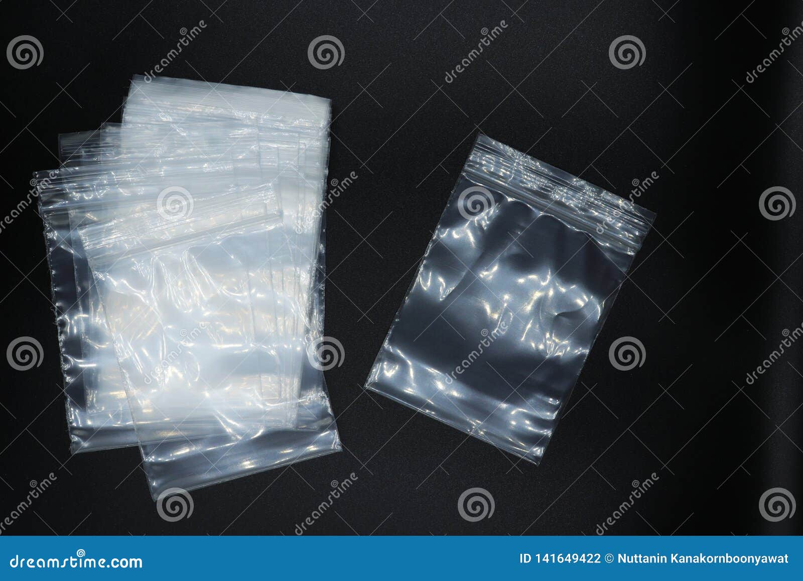 Zip Lock Plastic Bag Isolated on Black Background Stock Photo - Image ...