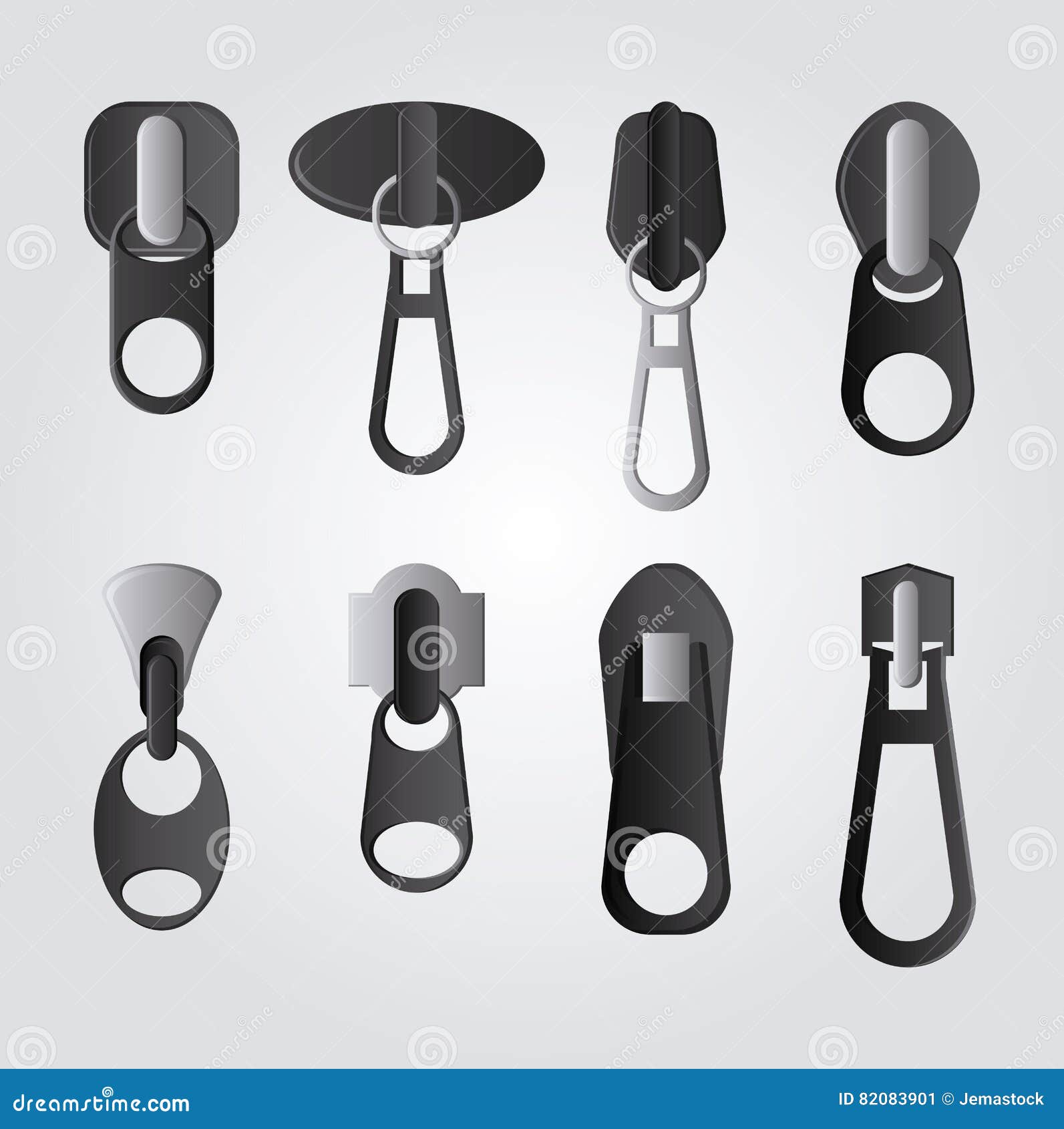 Zip Zipper Cloth Metal Teeth Icon Set. Stock Vector - Illustration of ...