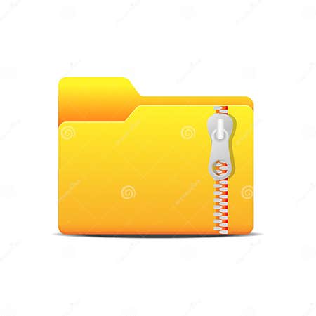 Ziped Folder Icon. Archived Directory Icon Isolated on Background Stock ...