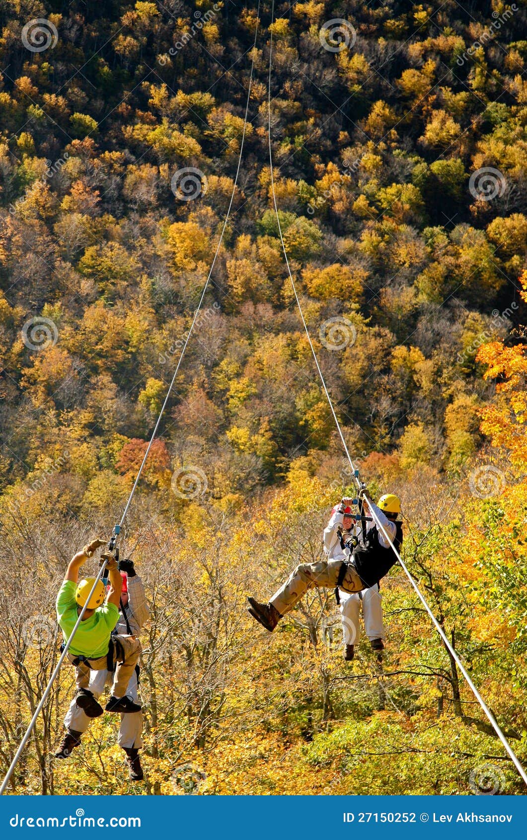 Zipline In The Mountains. An Extreme Rope Ride In The Gorge Between The ...