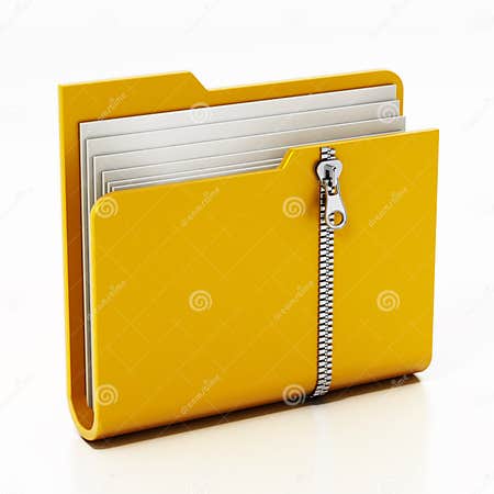Zipped Folder Isolated on White Background. 3D Illustration Stock ...