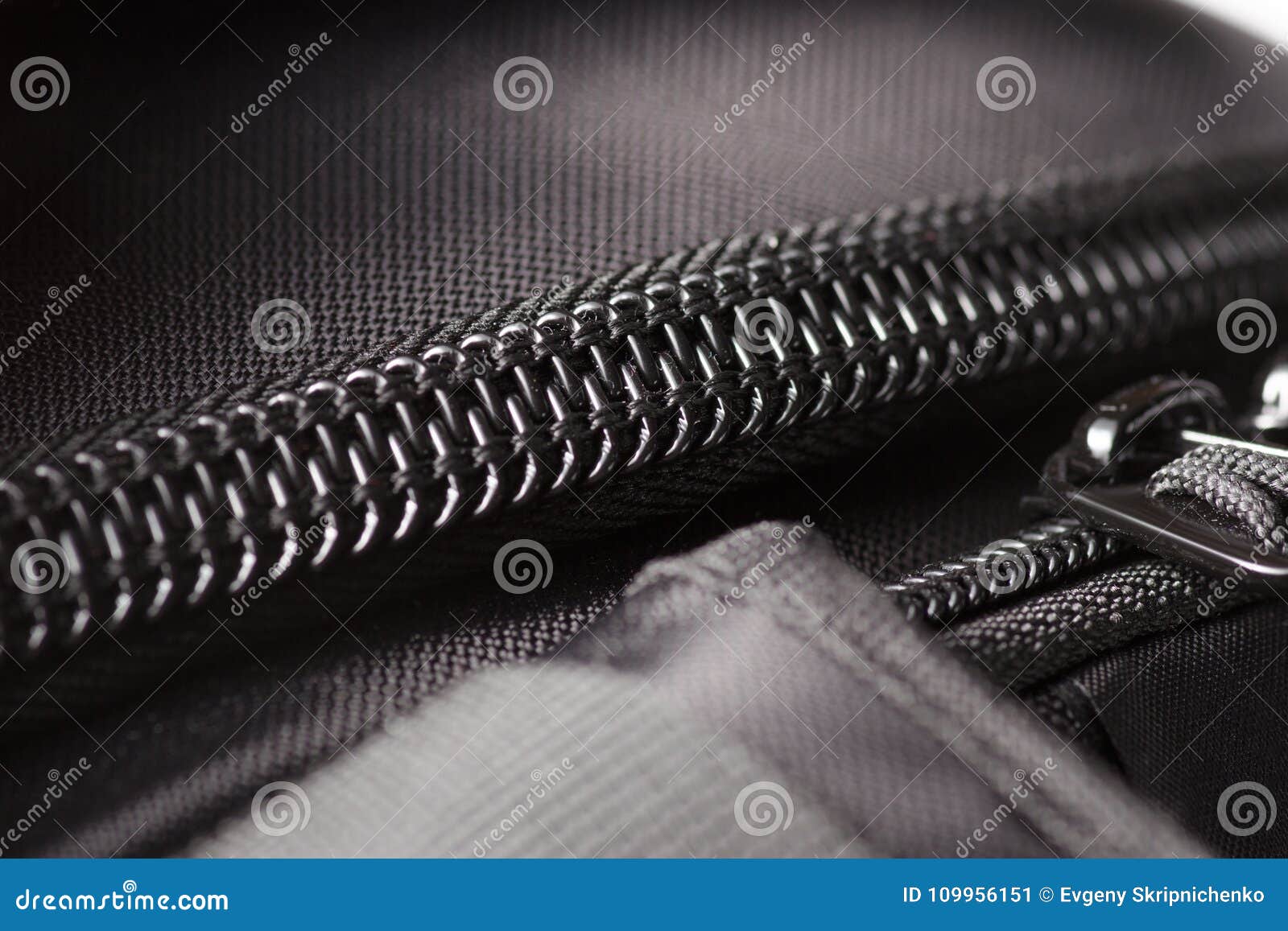 Zipper Black Bag Backpack Accessories Macro Stock Image - Image of ...