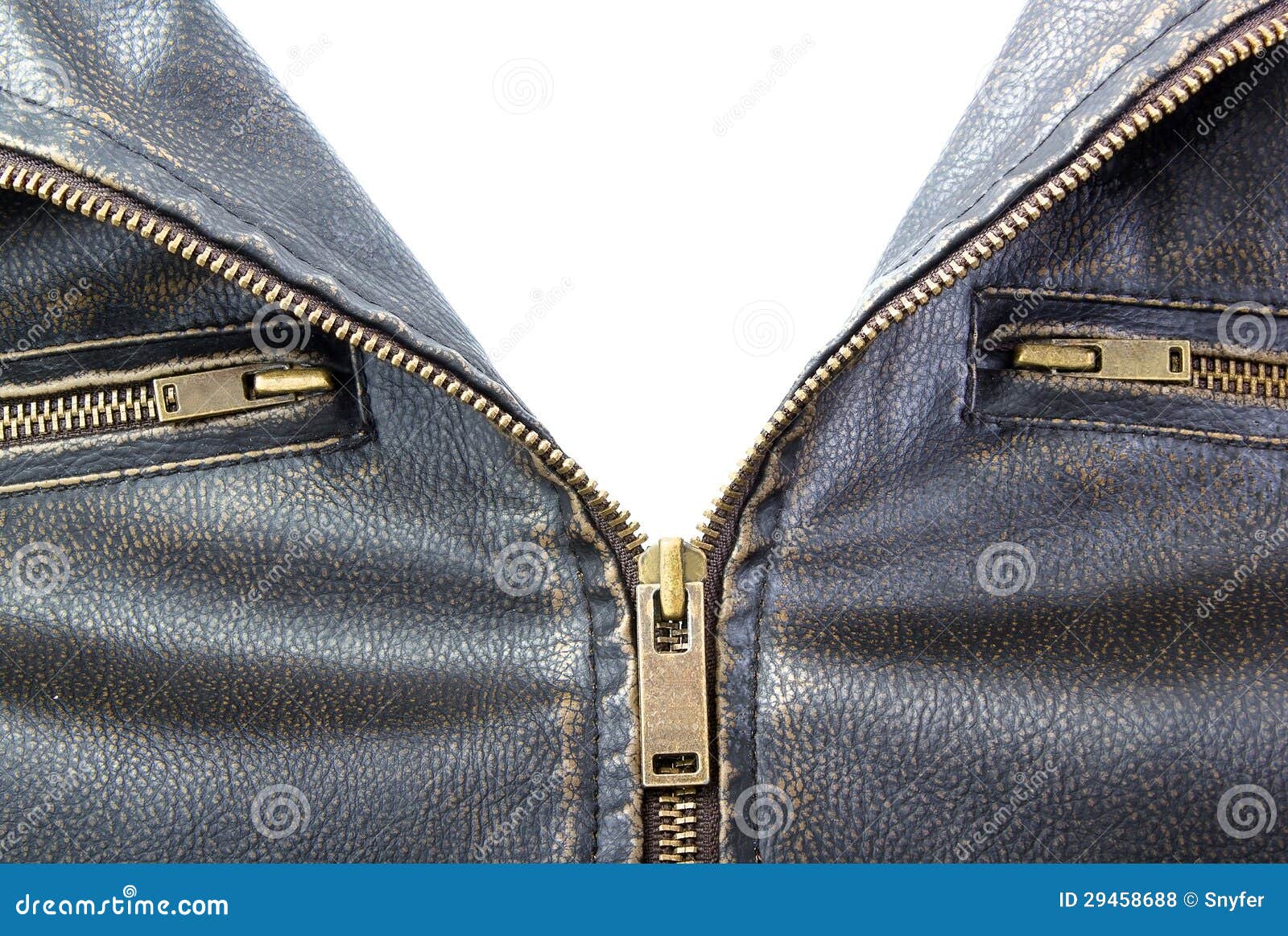 Zipper on Brown Leather Motorcycle Jacket Stock Photo - Image of craft ...