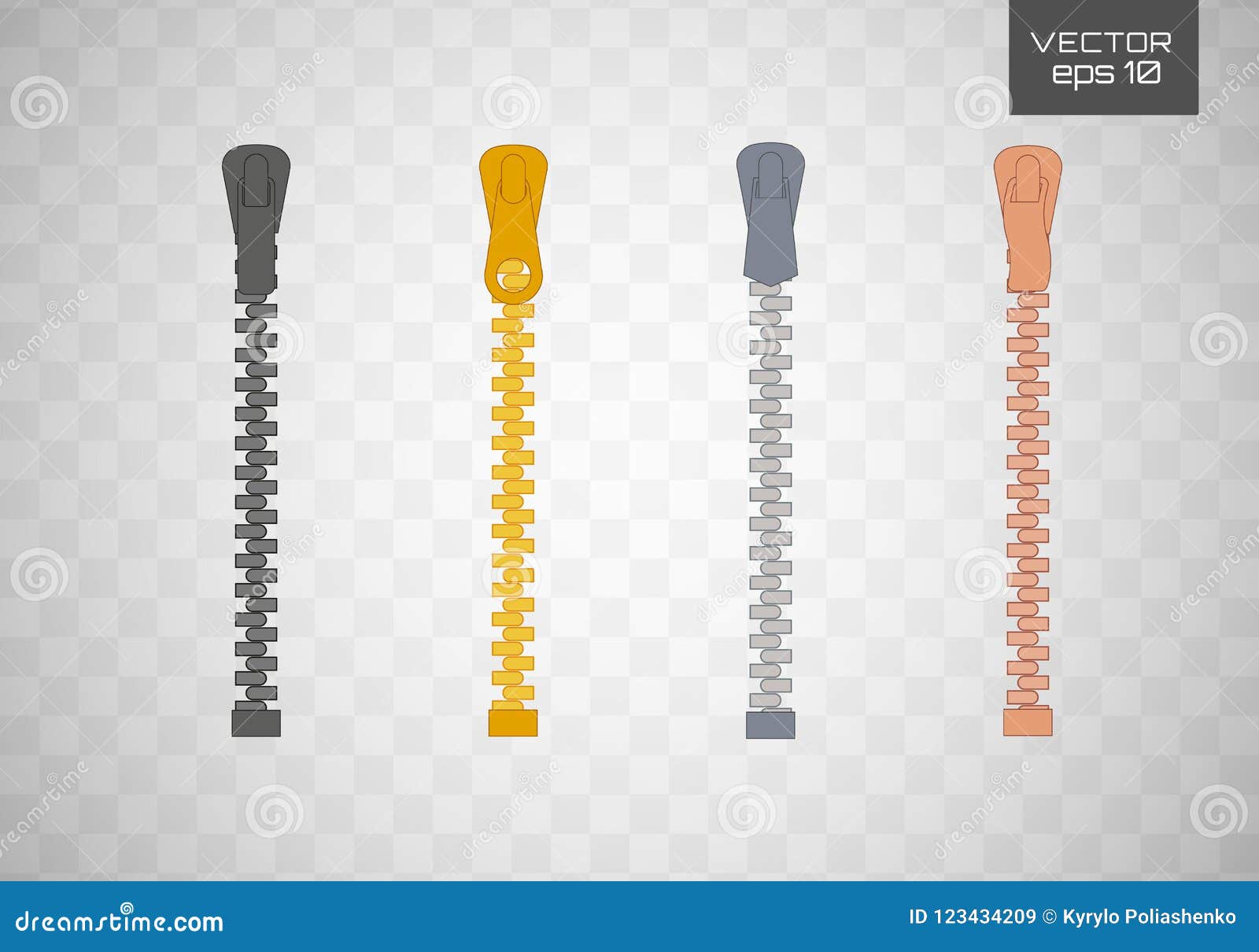 Zipper Buttoned. Flat Style. Stock Vector - Illustration of material ...