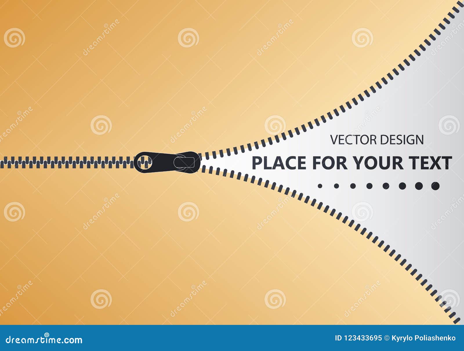 Zipper buttoned open. stock vector. Illustration of isolated - 123433695