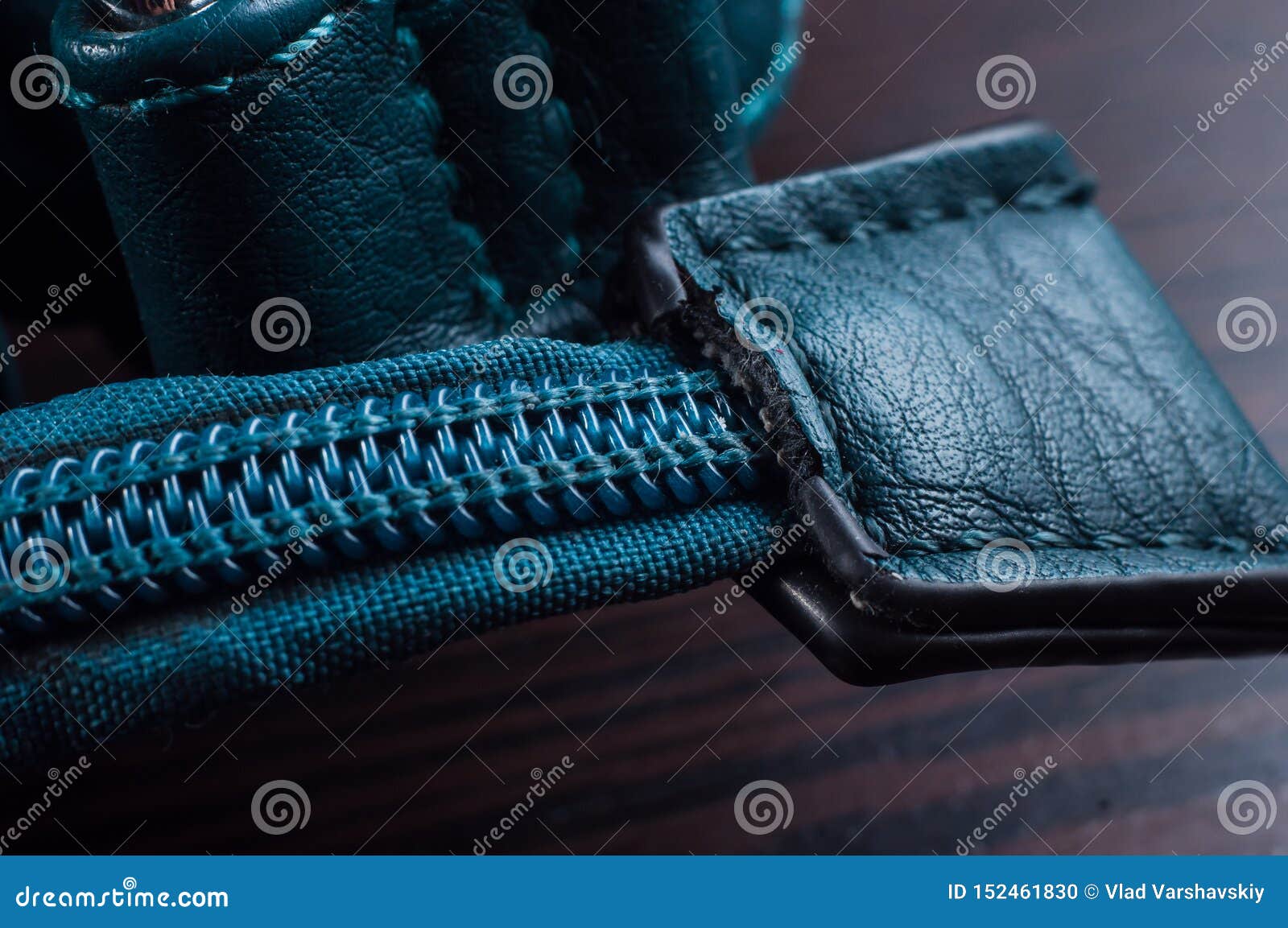 Zipper Clasp with Lock on the Bag Blue Color, Closeup Stock Photo ...