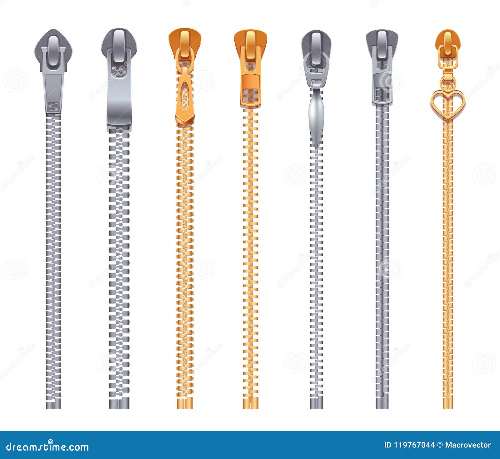 Zipper Collection Realistic Set Stock Vector - Illustration of apparel ...