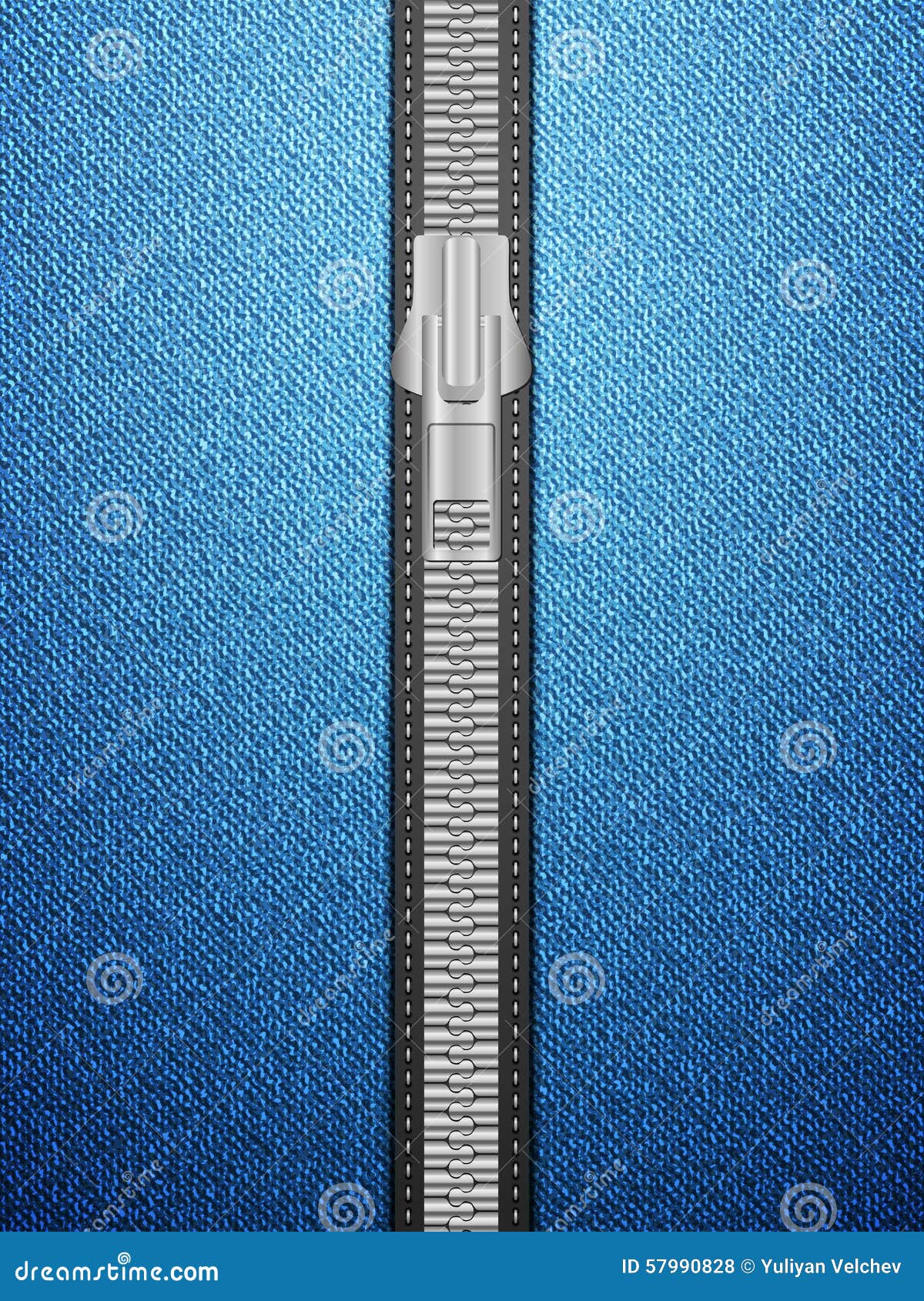 Zipper on denim stock vector. Illustration of denim, lock - 57990828