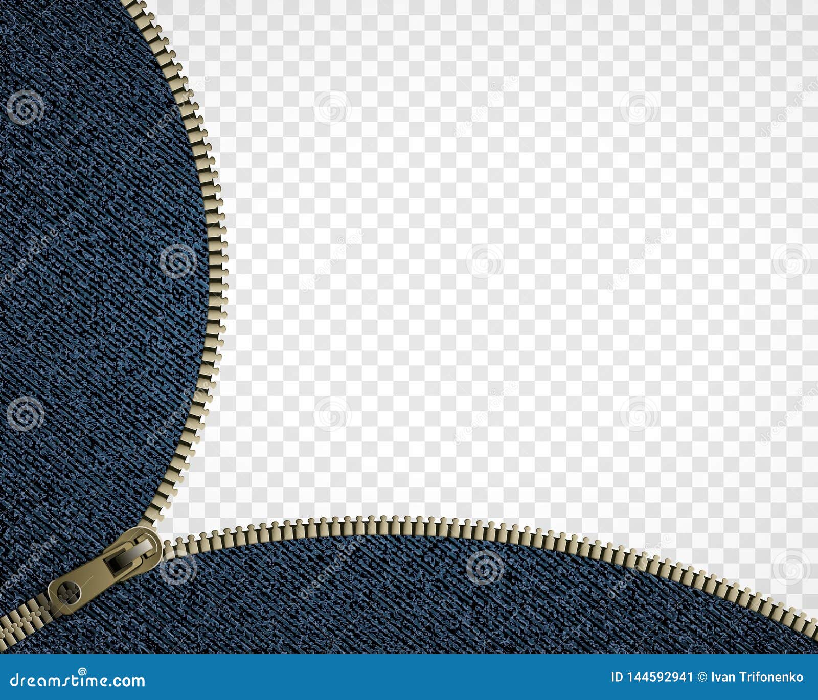Zipper on Denim. Isolated on a Transparent Background Stock Vector ...