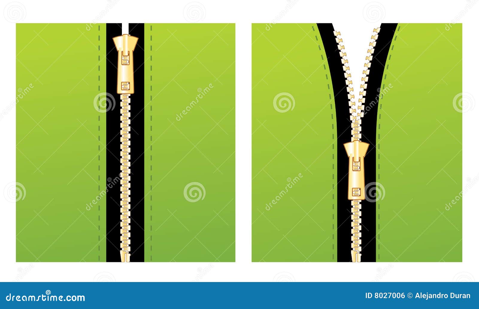 Zipper green stock vector. Illustration of horizontal - 8027006