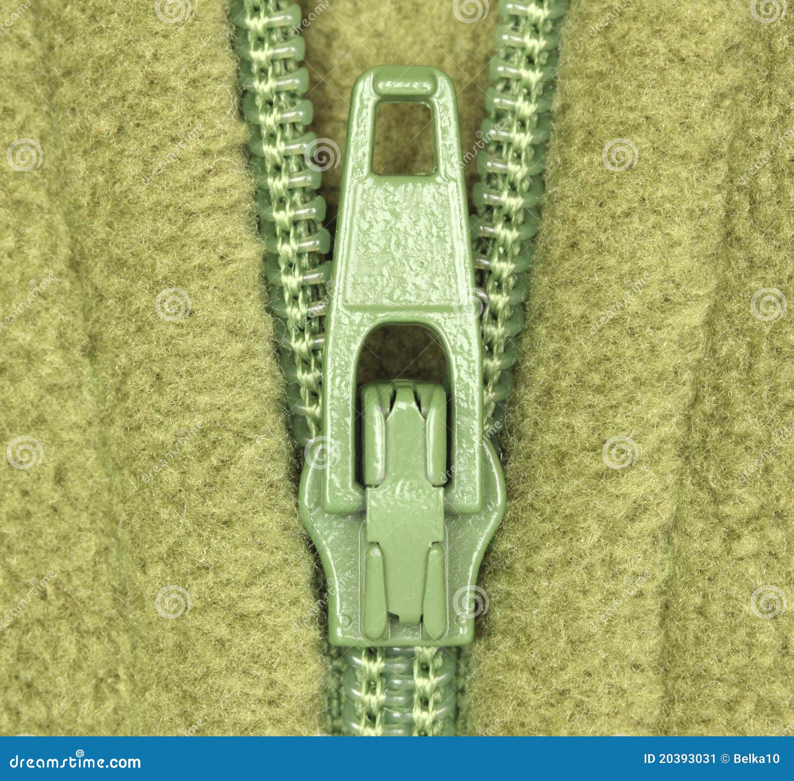 Zipper on Green Fleece Material Stock Image - Image of fabric, warm ...