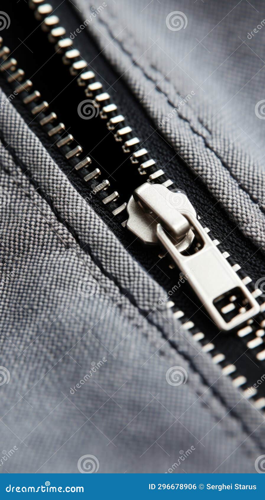 A Zipper on a Grey Jacket or Bag, AI Stock Illustration - Illustration ...