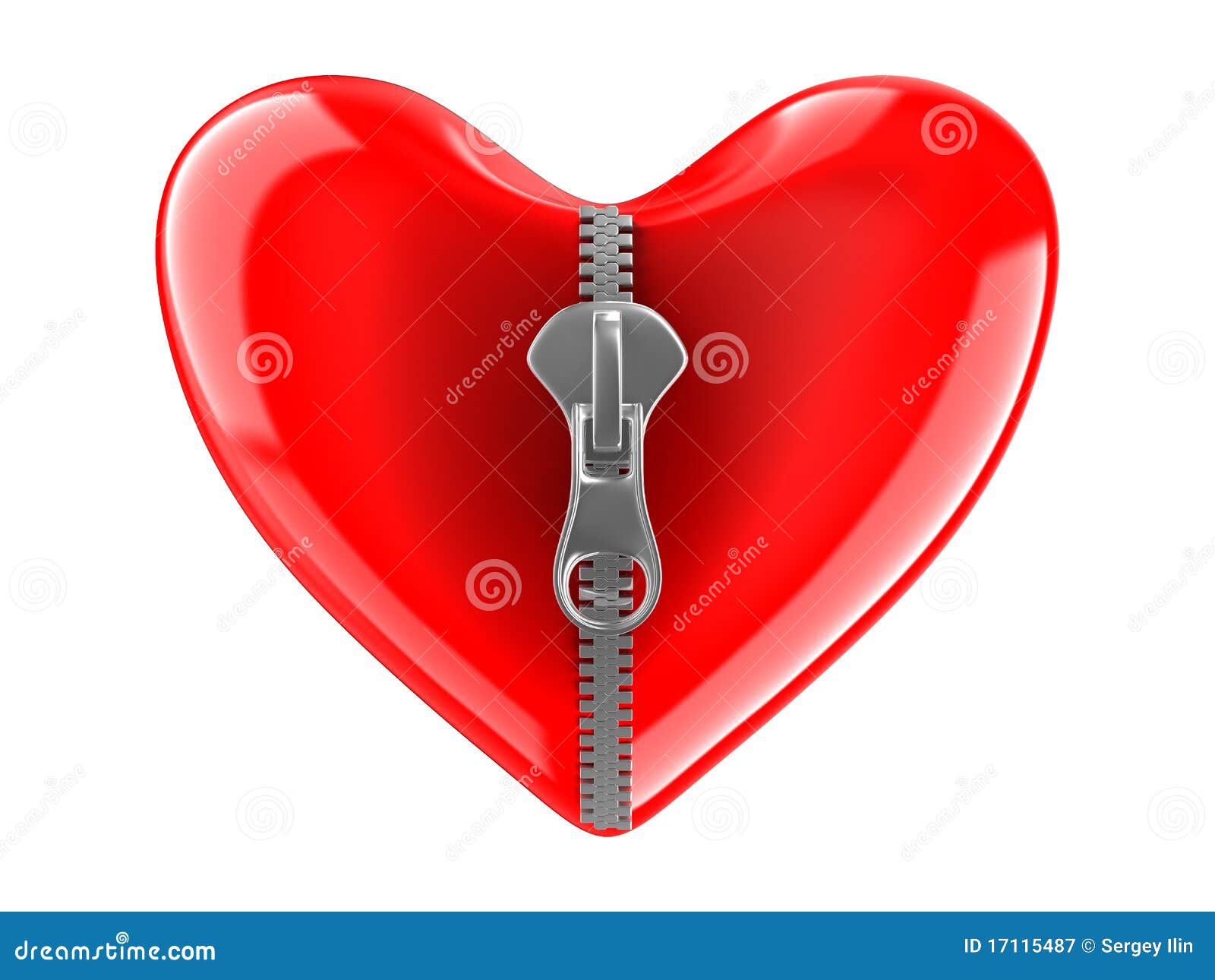 Zipper in Heart. Isolated 3D Image Stock Illustration - Illustration of ...