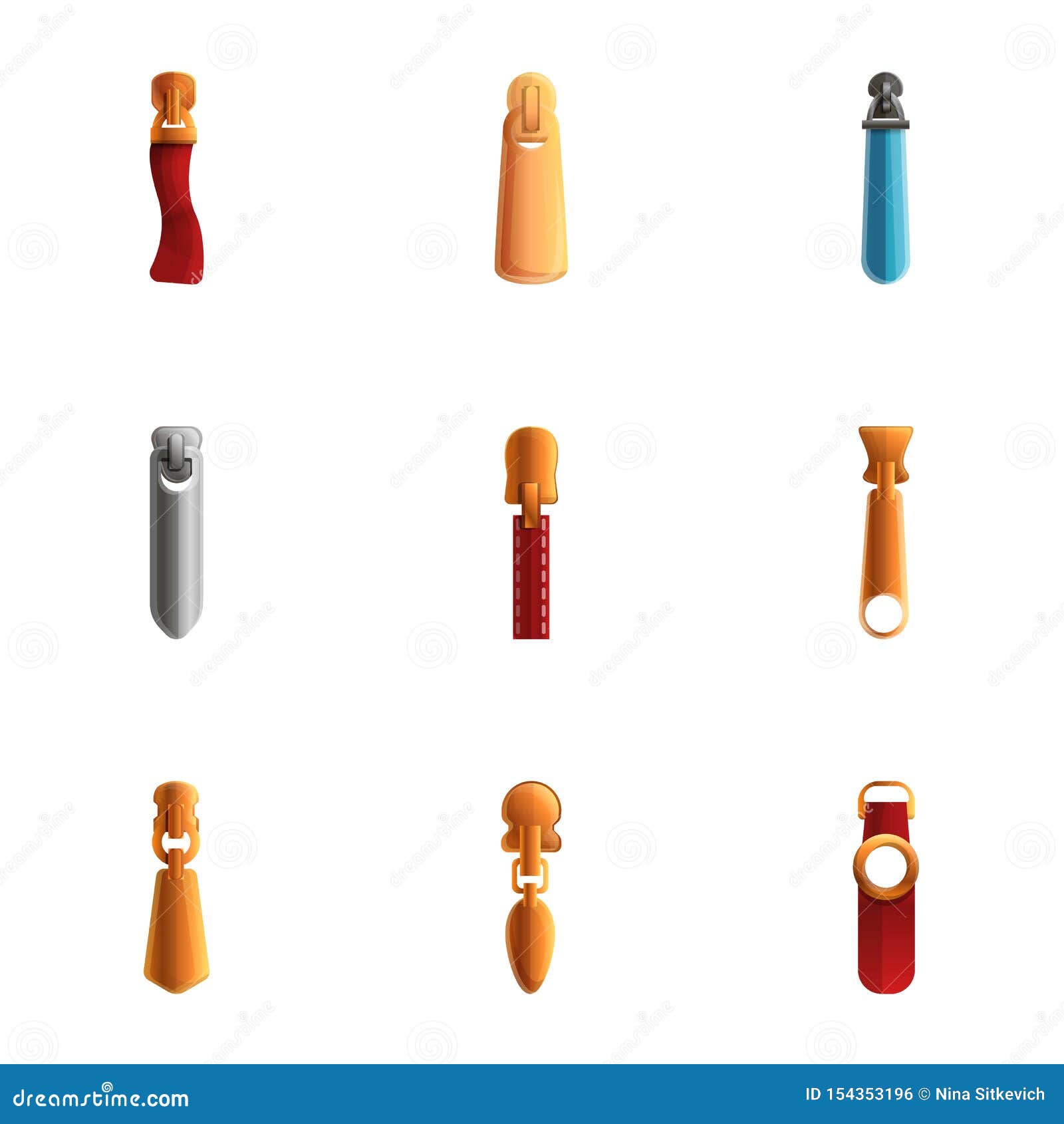 Zipper Icon Set, Cartoon Style Stock Vector - Illustration of ...
