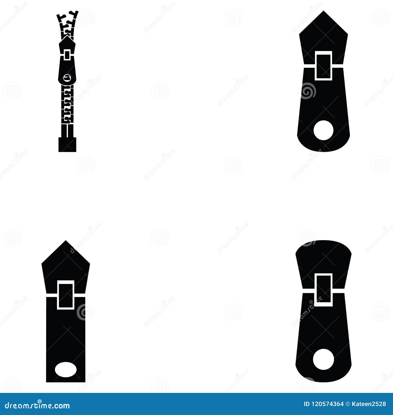 Zipper icon set stock vector. Illustration of symbol - 120574364