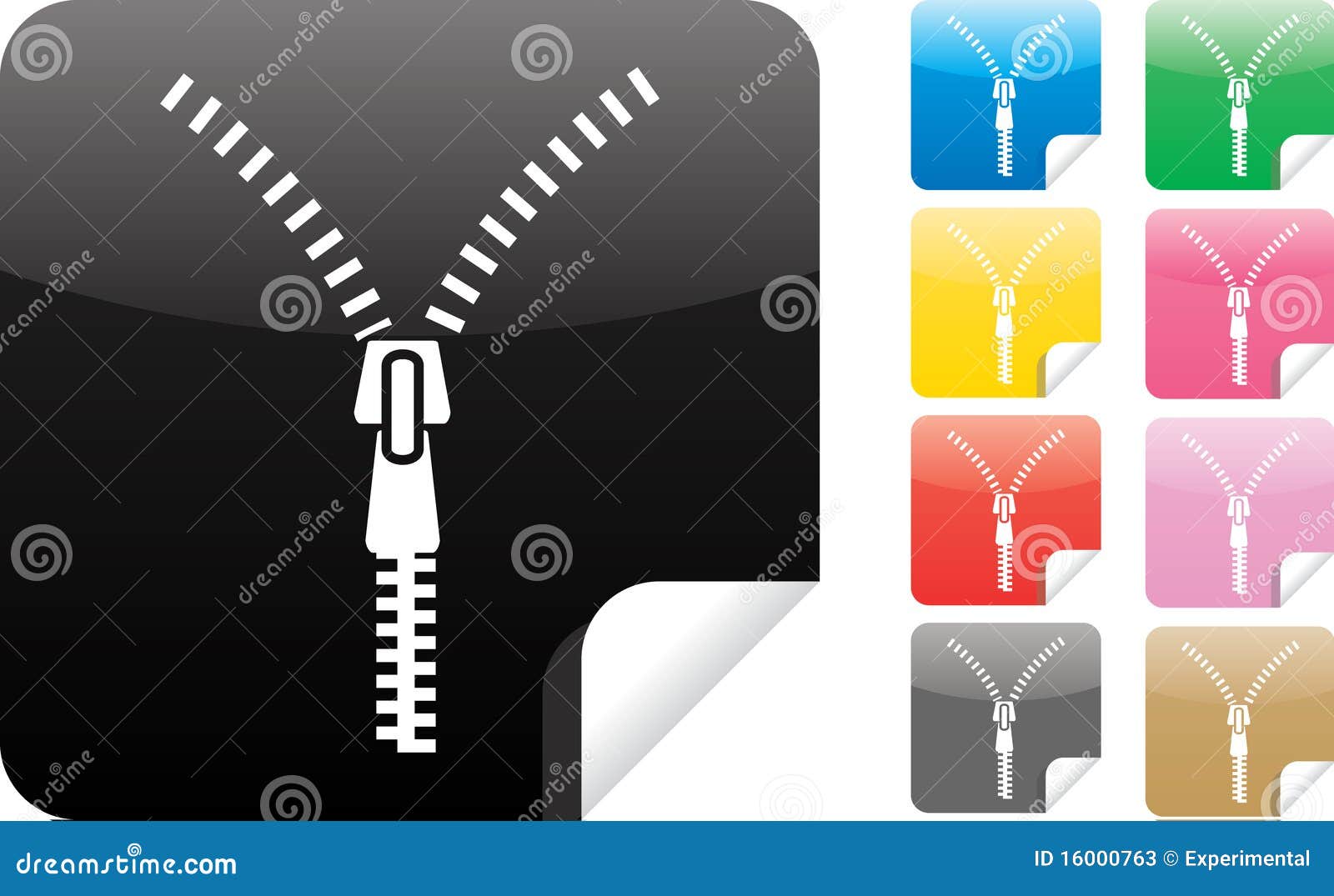 Zipper icon on sticker stock vector. Illustration of label - 16000763