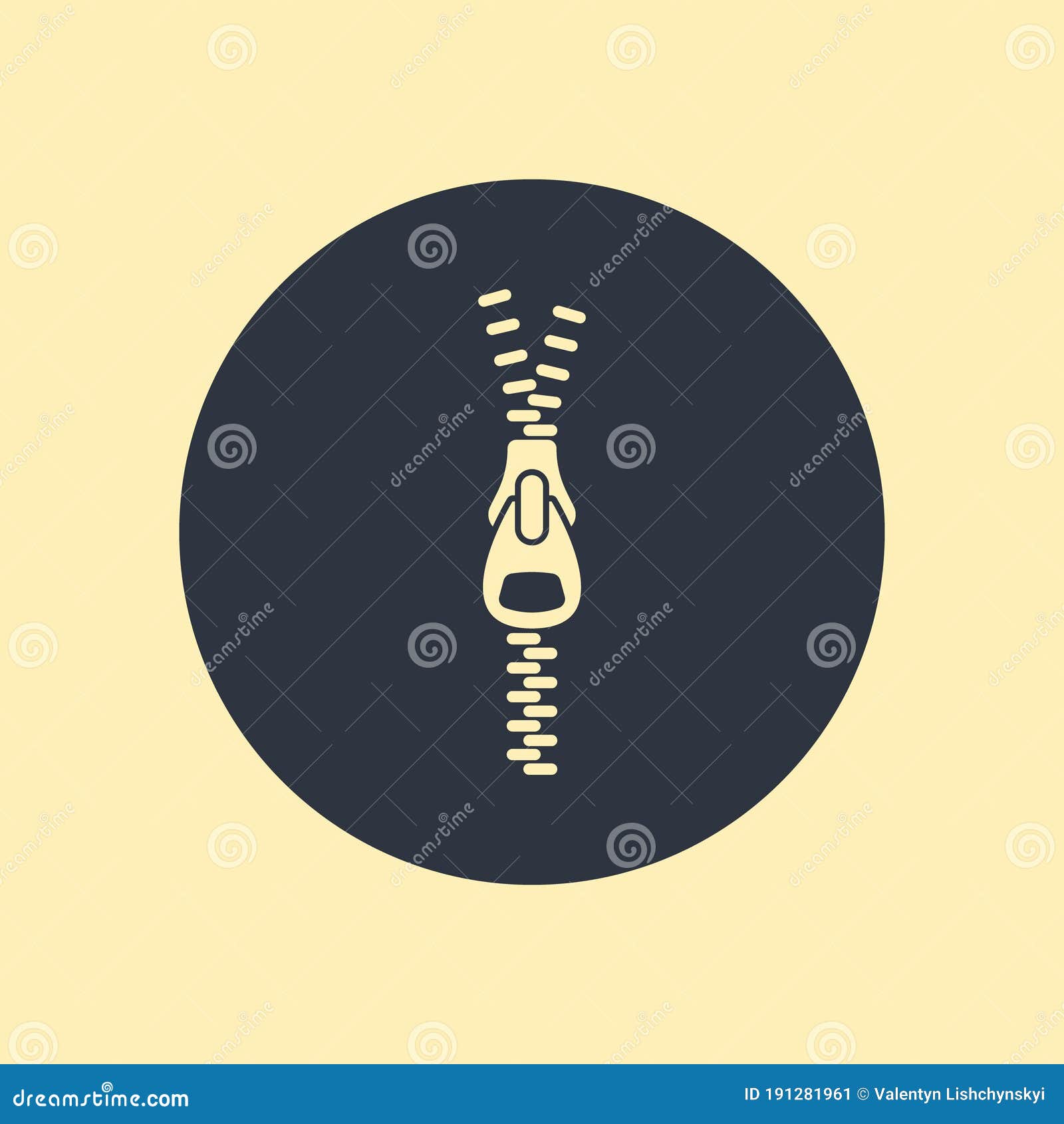 Zipper Icon. Vector Symbol on Round Background Stock Vector ...
