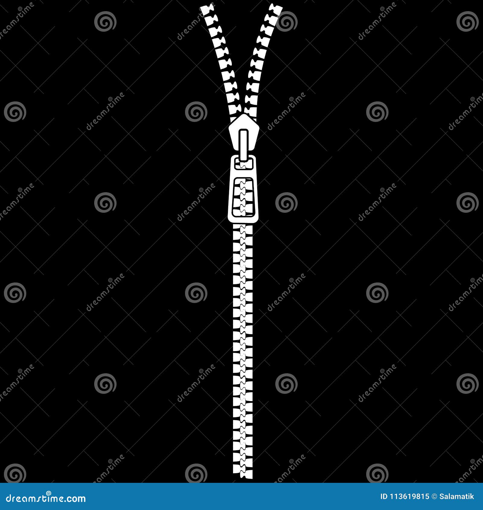 Zipper. Isolated on Black Background. Accessories and Clothes Elements ...