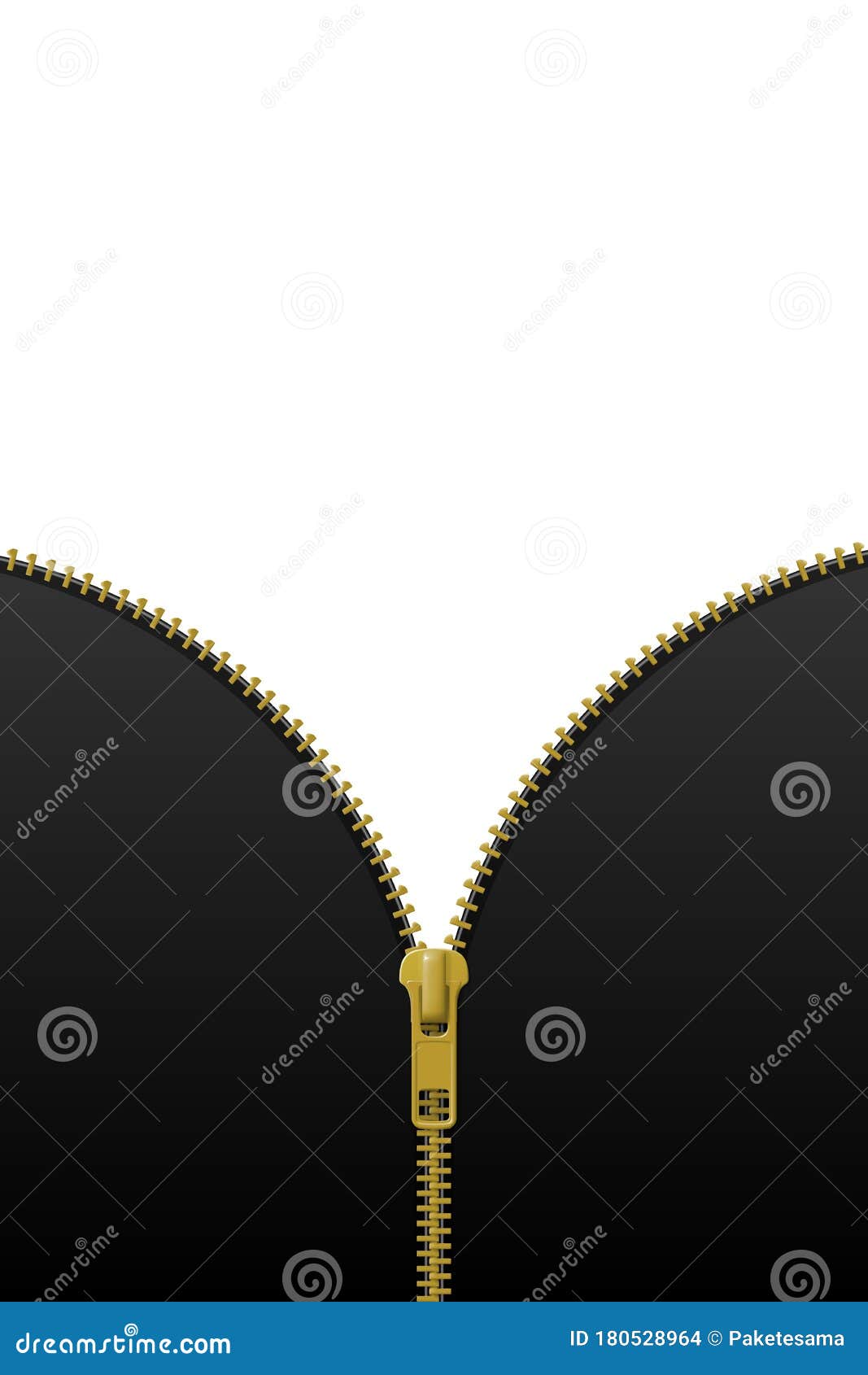 Zipper Lock Half Open on Black and White Background Stock Illustration ...