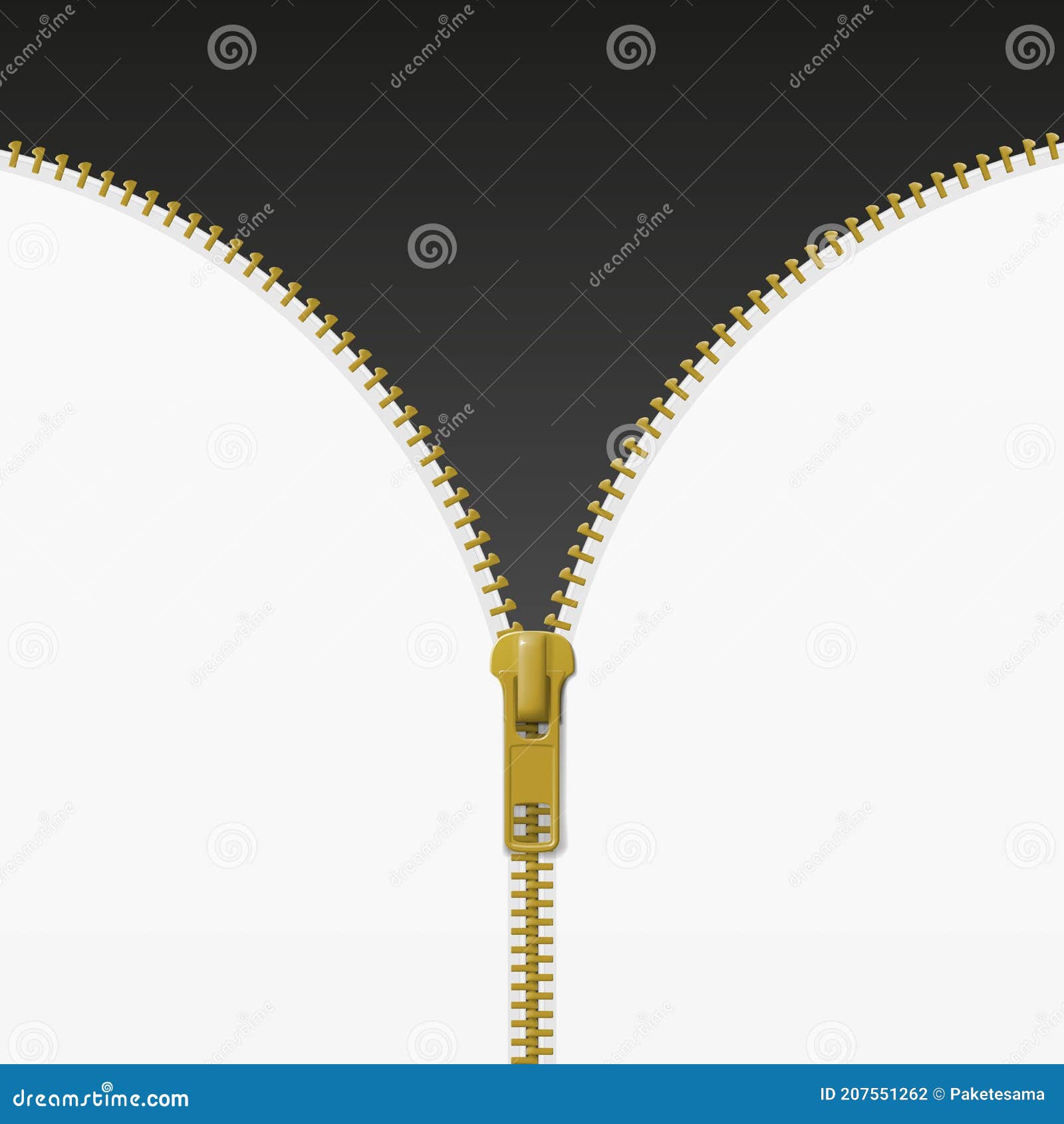 Zipper Lock Half Open on Black and White Background Stock Illustration ...