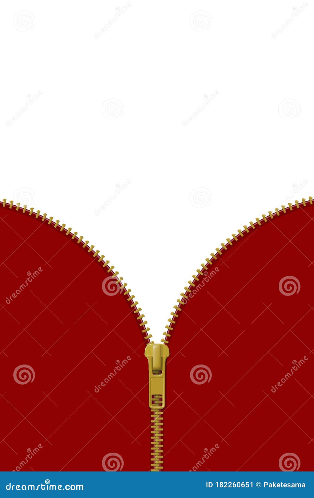 Zipper Lock Half Open on Red and White Background Stock Illustration ...