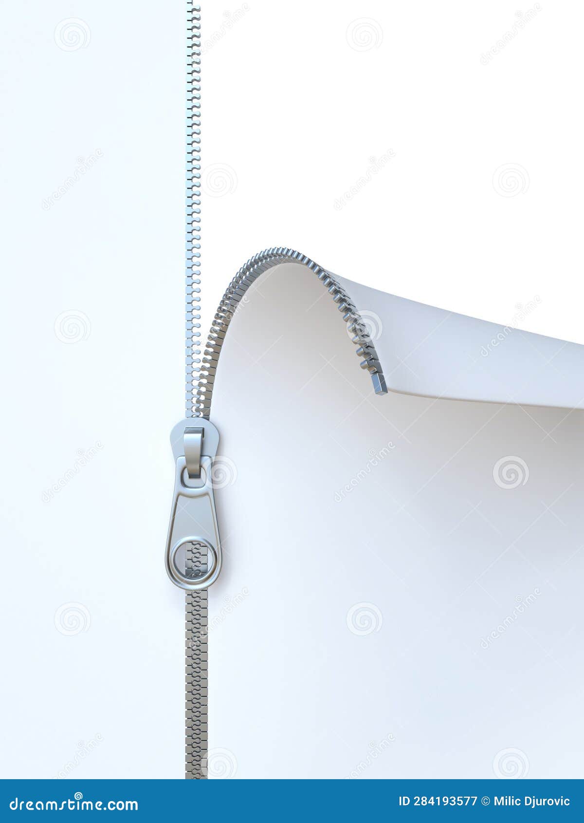 Zipper one side opened 3D stock illustration. Illustration of handle ...