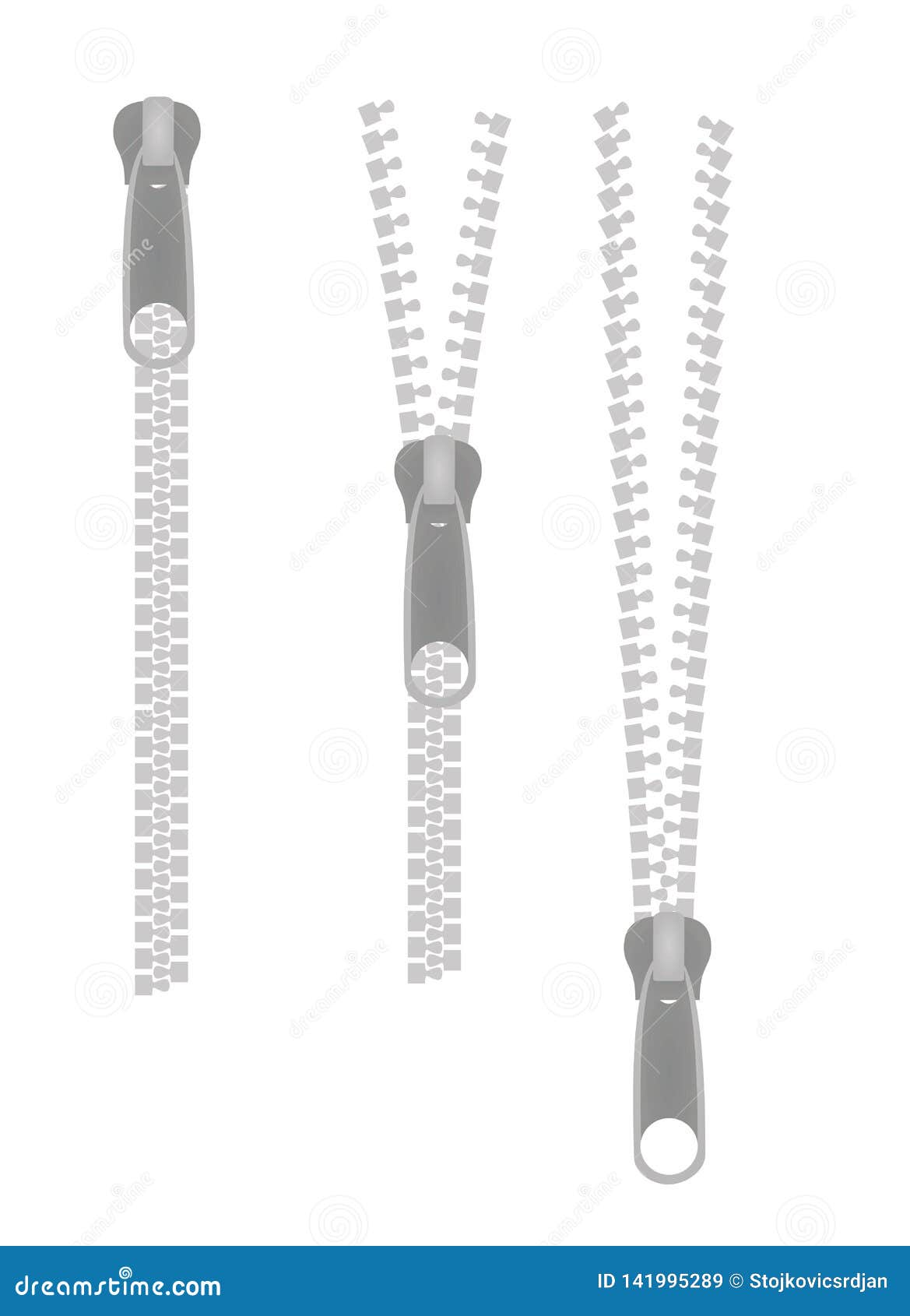 Zipper. Open And Closed Zipper, Slide Fastener Vector Illustration ...