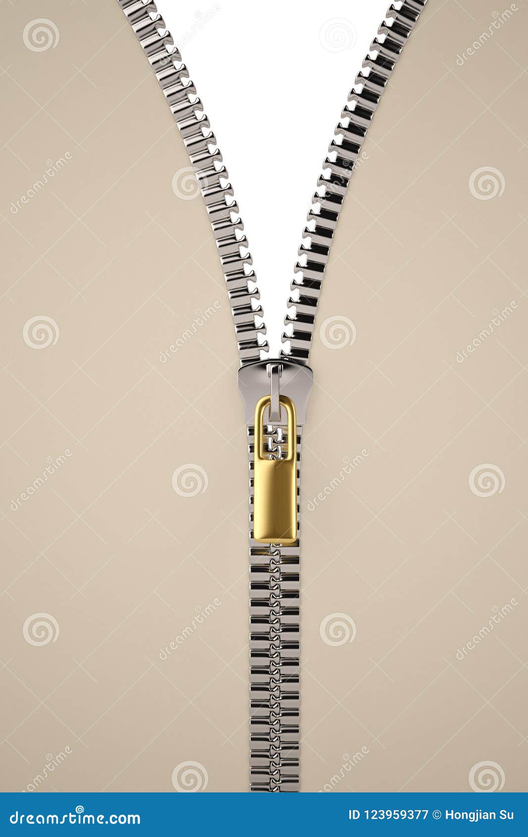 Zipper Opening with White Color Inside,3D Illustration. Stock ...